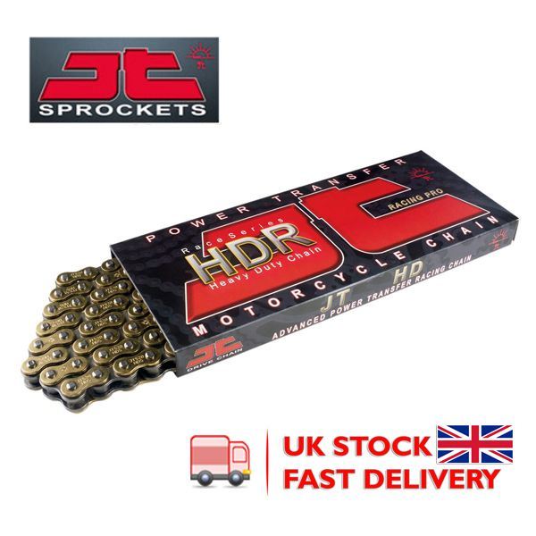 Heavy Duty Roller JT Motorcycle Gold Chain 420 HDRGB 136SL – Chains and ...